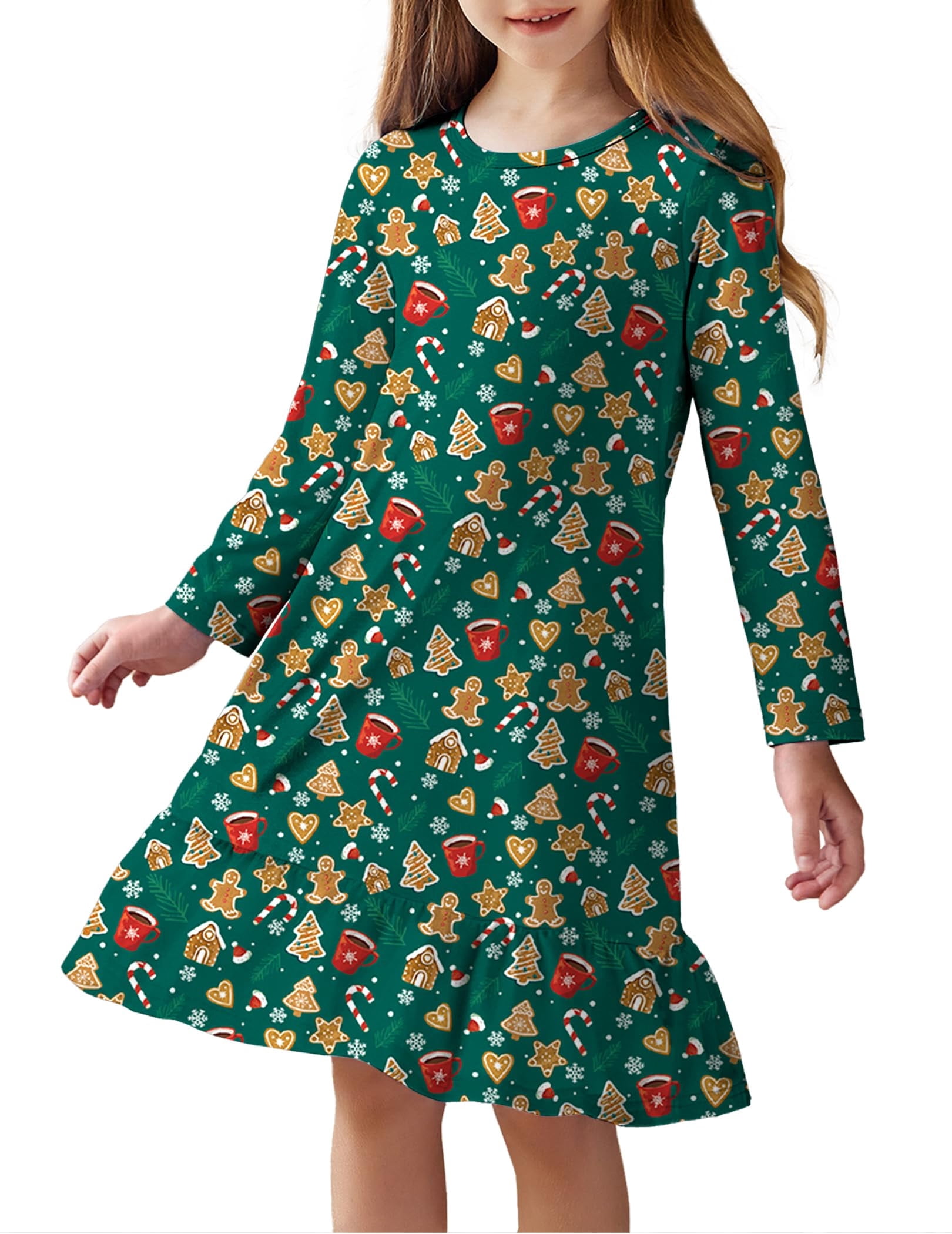 Arshiner Girls' Sleepwear Long Sleeve Cute Nightgown Nightie Pajama ...