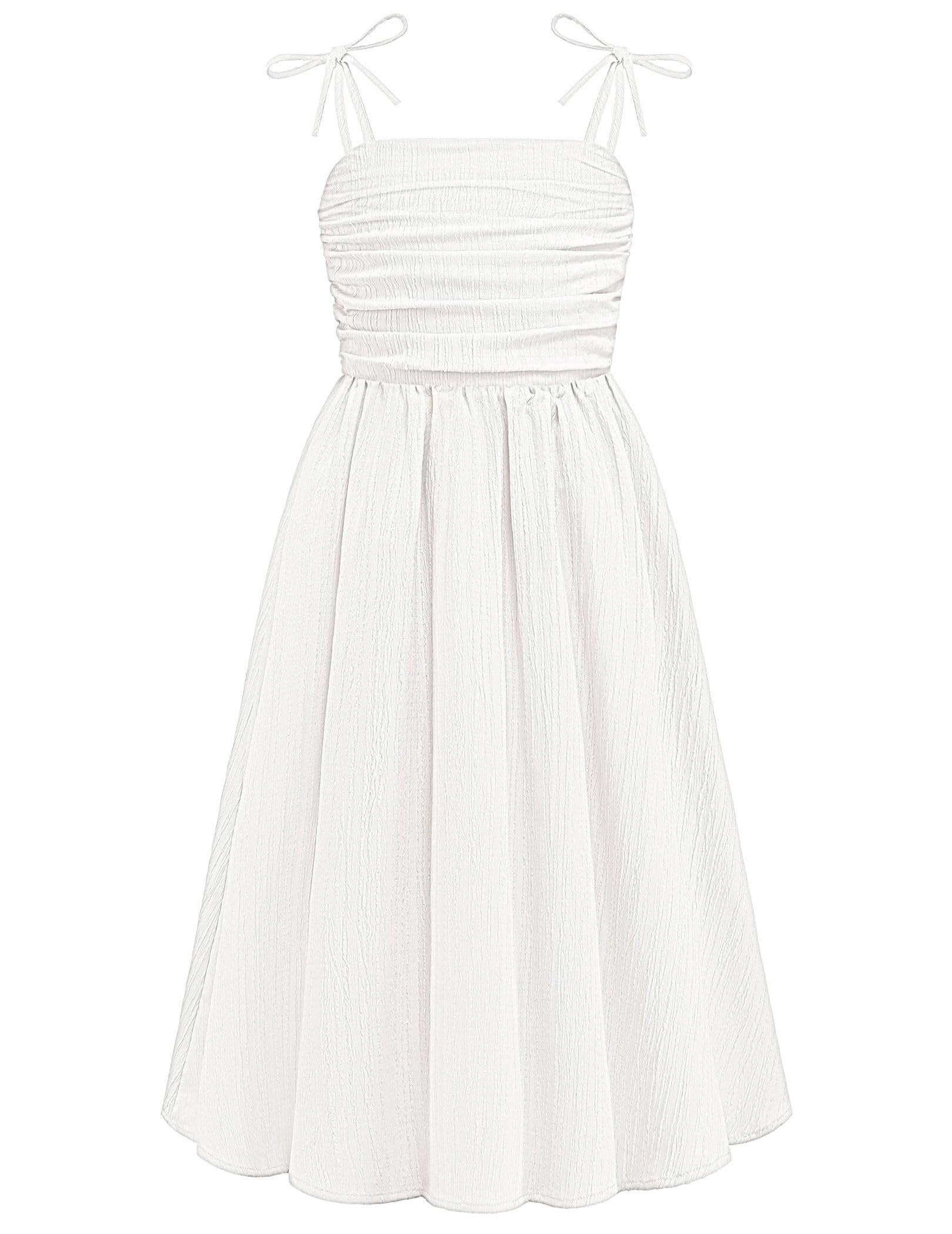 Arshiner Girls Summer Dress Maxi Spaghetti Strap Ruched Flowy Beach ...