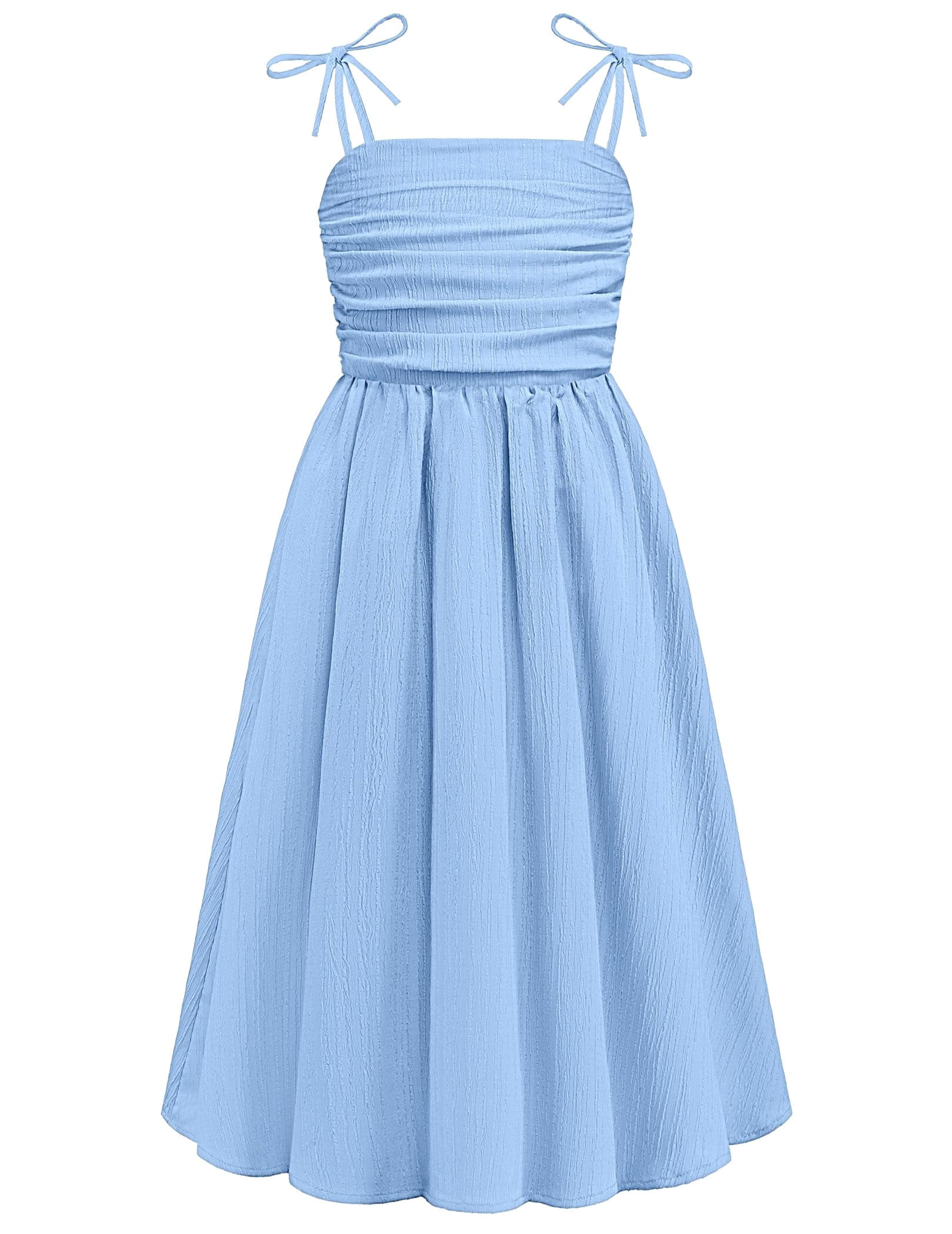 Arshiner Girls Summer Dress Maxi Spaghetti Strap Ruched Flowy Beach ...