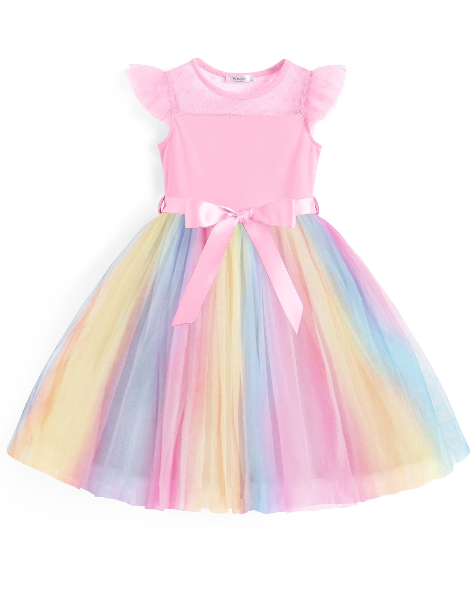 Arshiner Girls Toddler Dress Summer Ruffle Sleeve Mesh A Line Formal ...