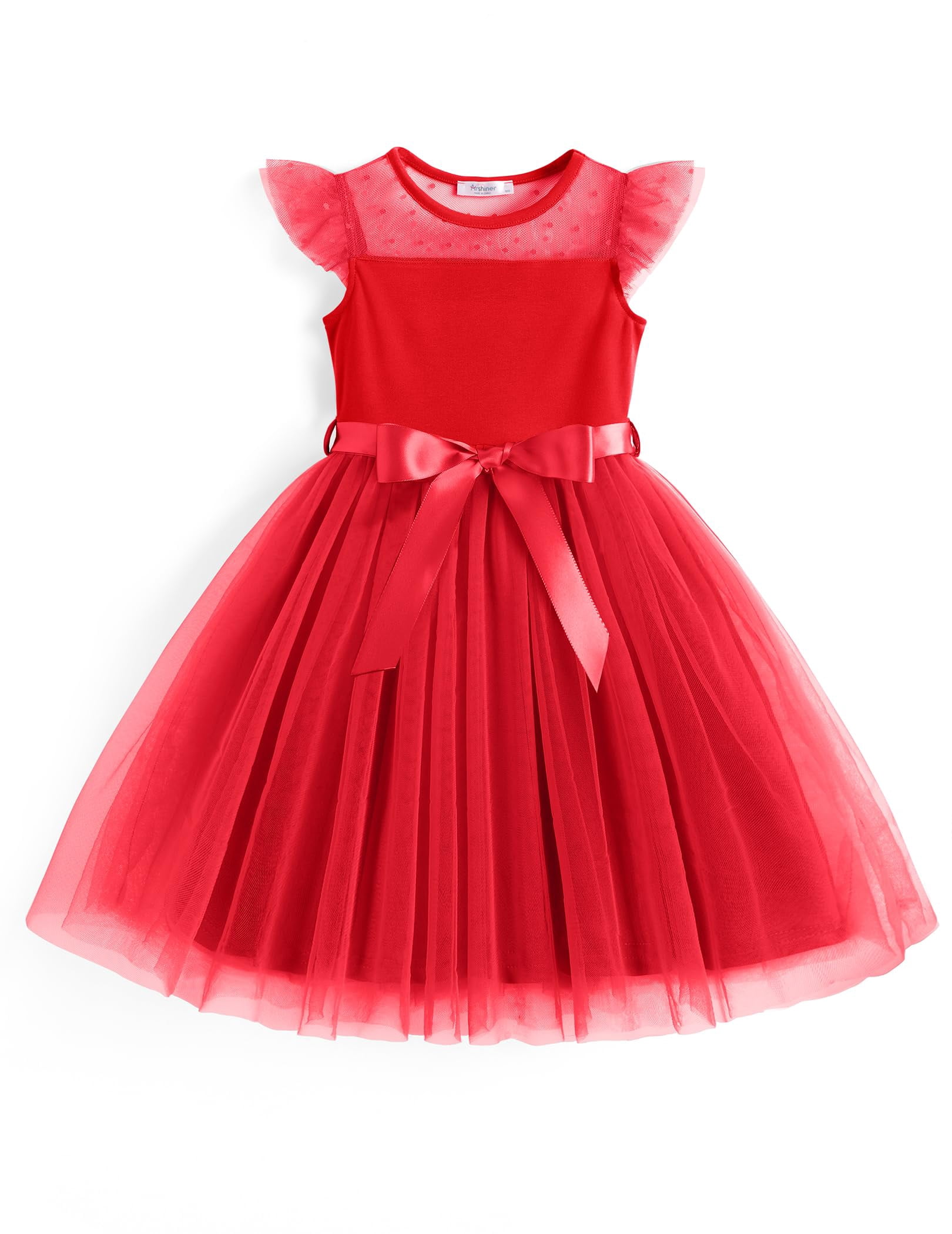 Arshiner Girls Toddler Dress Summer Ruffle Sleeve Mesh A Line Formal ...