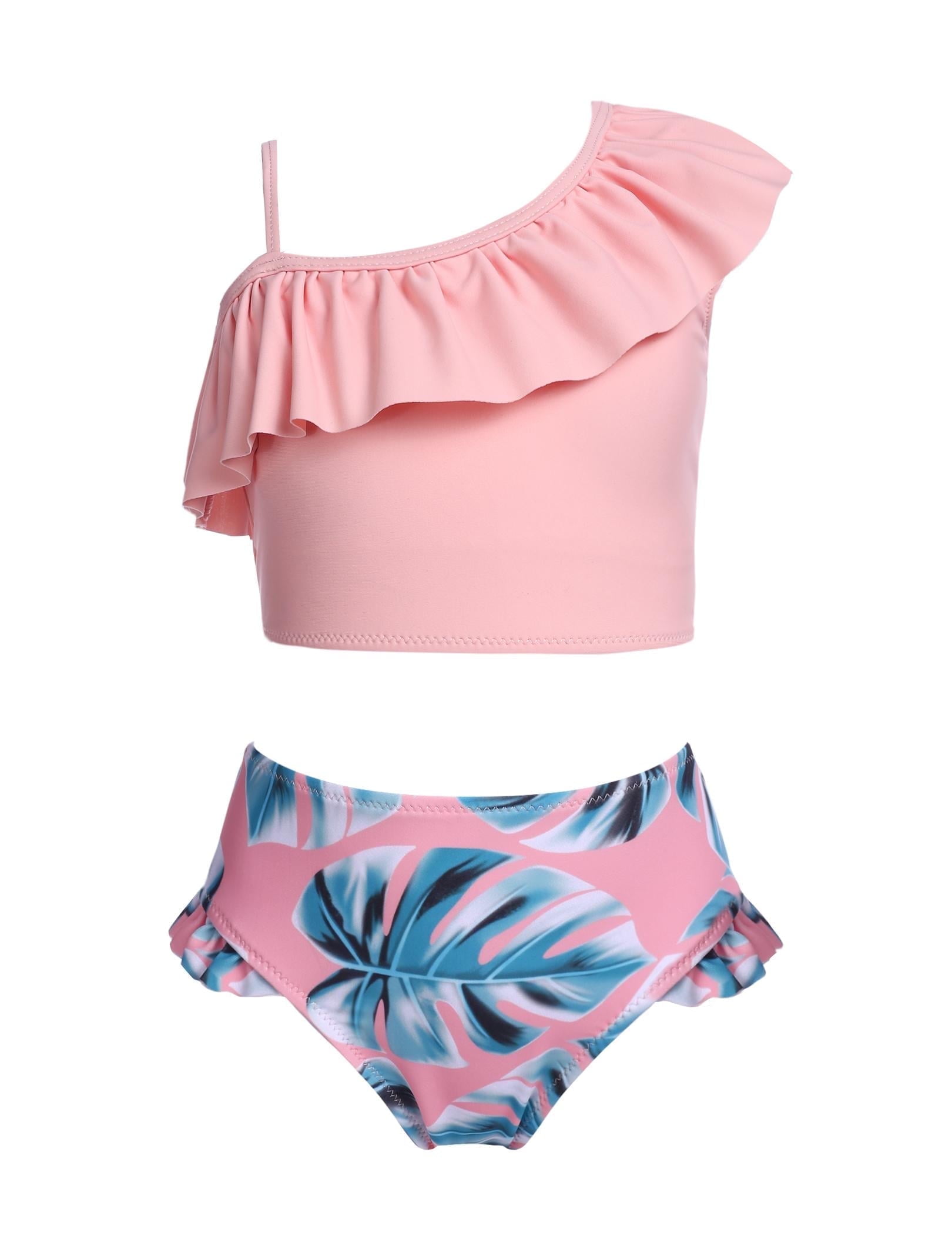 Arshiner Girls Two Piece Swimsuit Ruffles Flounce Printed Bikini Set ...