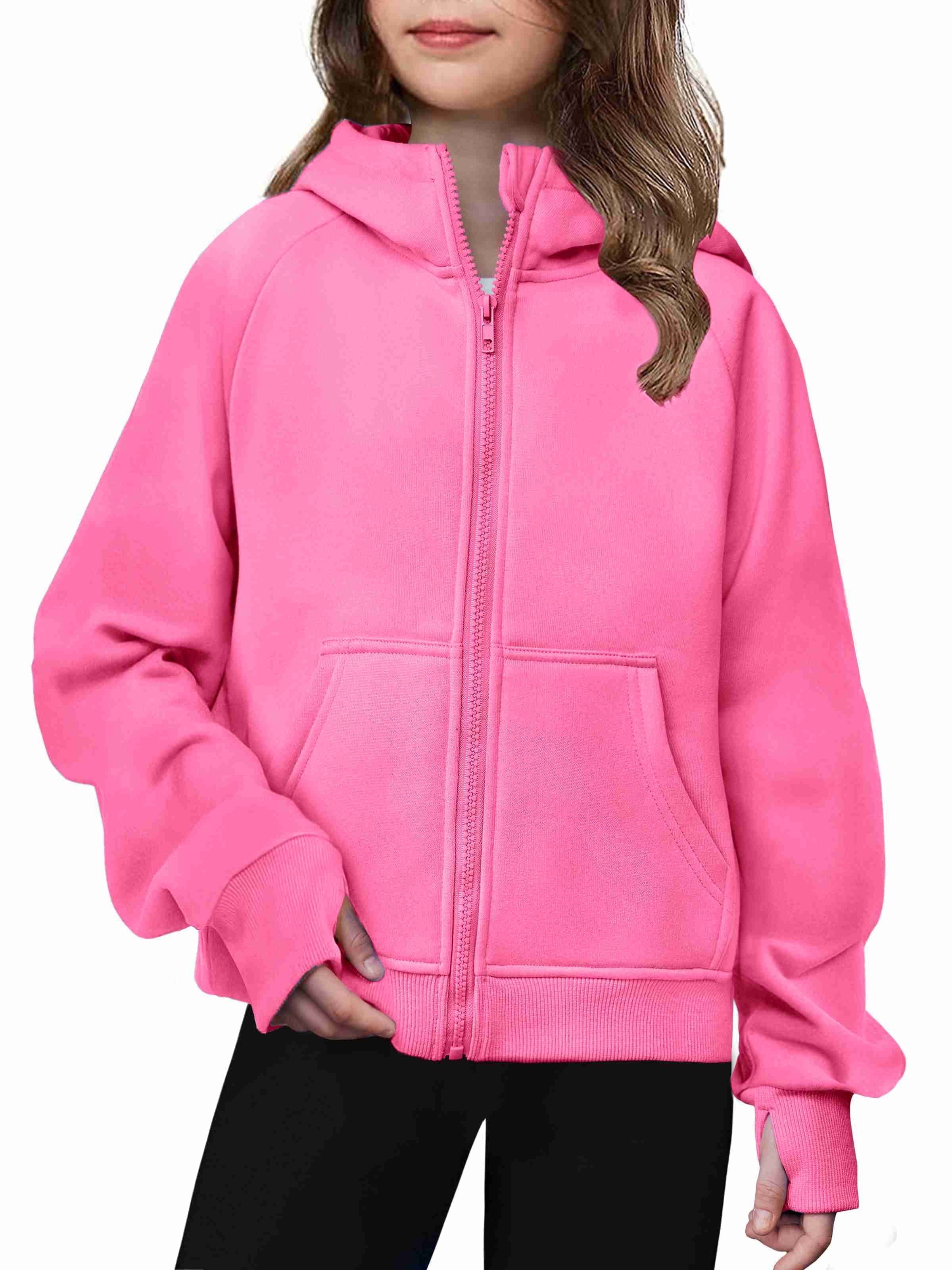 Arshiner Girls Zip Up Hoodies Black Teen Hooded Sweatshirts Fleece ...