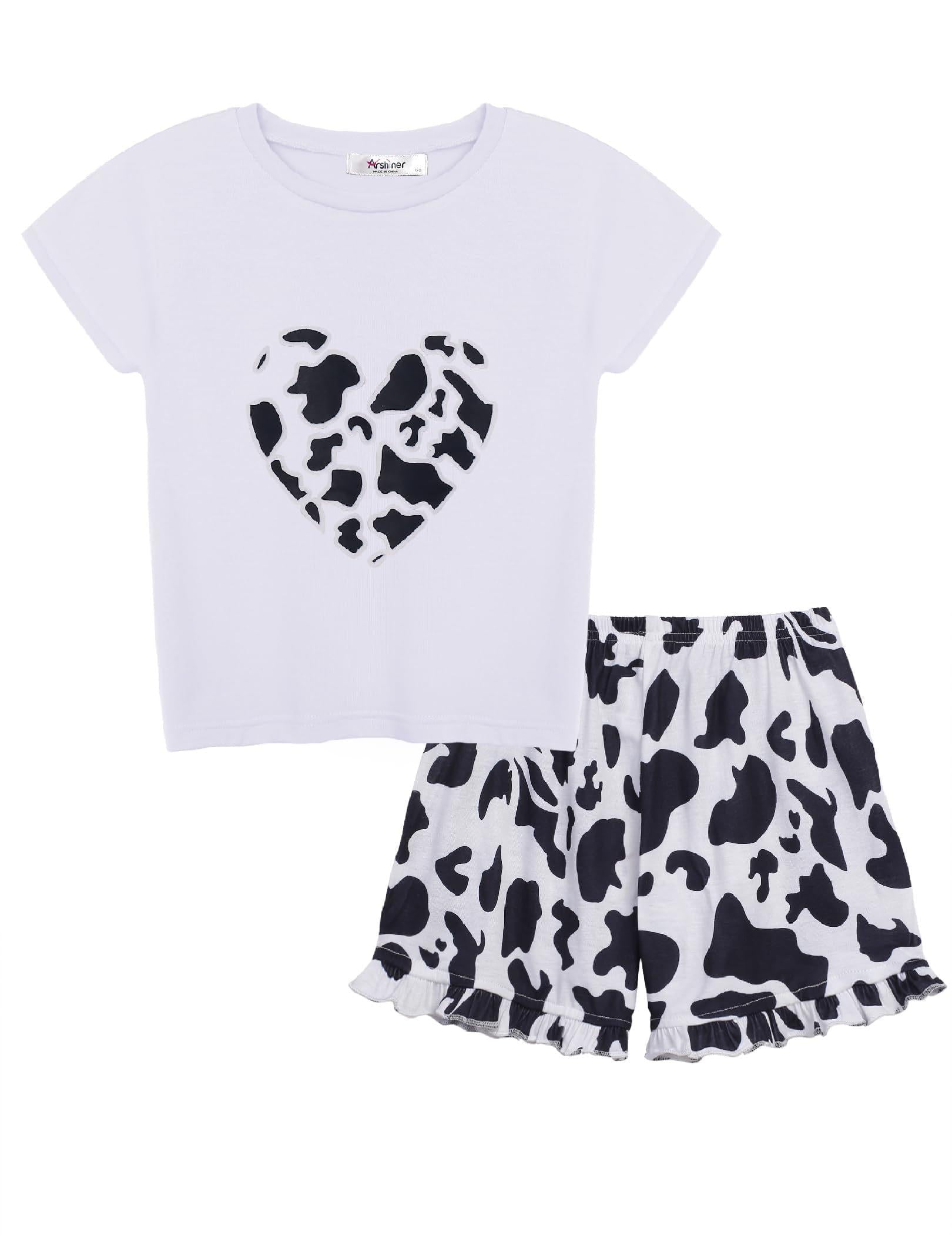 Arshiner Girls Short Set Girls PJs Sleepover Sleepover for Kids Leopard ...