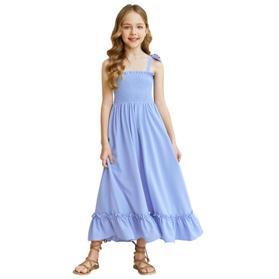 Arshiner Mexican Dress for Girls Smocked Spaghetti Strap Long Dresses ...