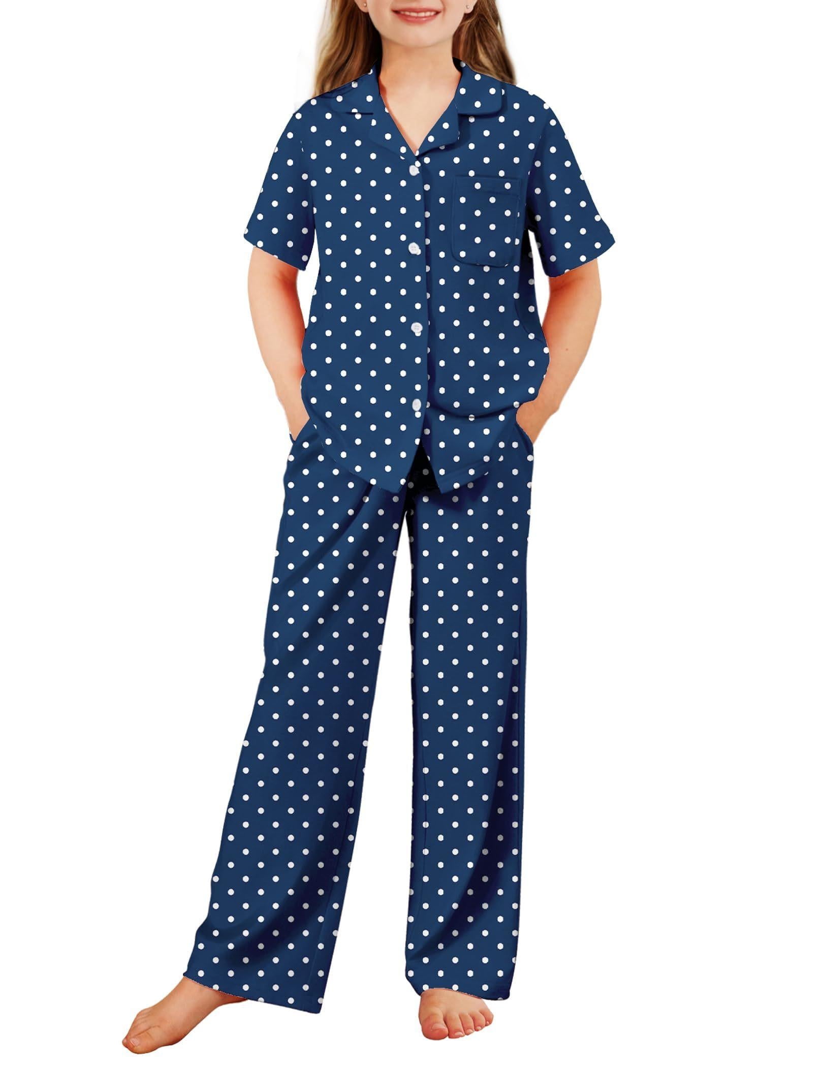 Arshiner Pajamas for Girls Short Sleeve Long Pants Outfit 2 Piece ...