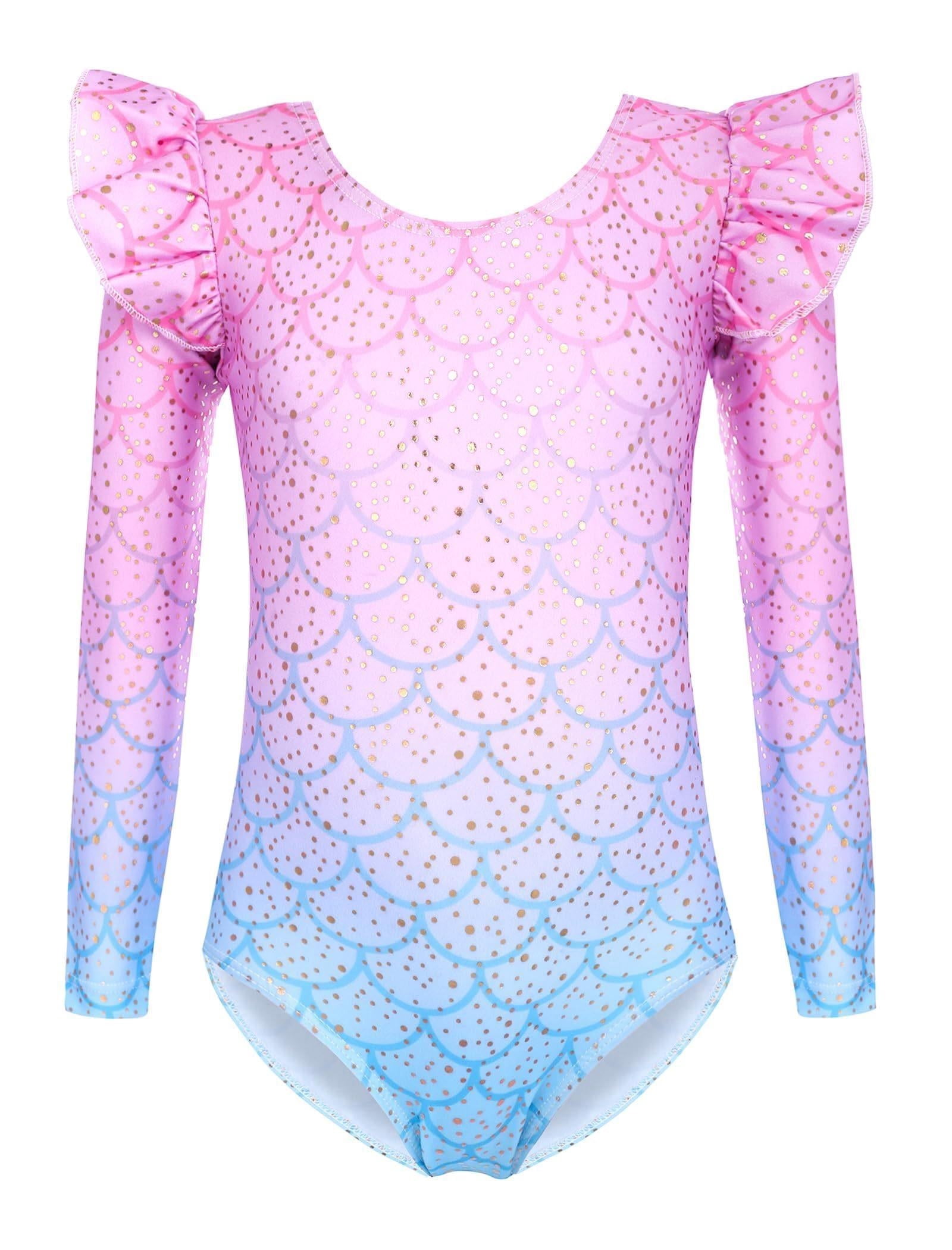 Arshiner Ruffle Long Sleeve Leotard for Girls Ballet Leotards Low Back ...