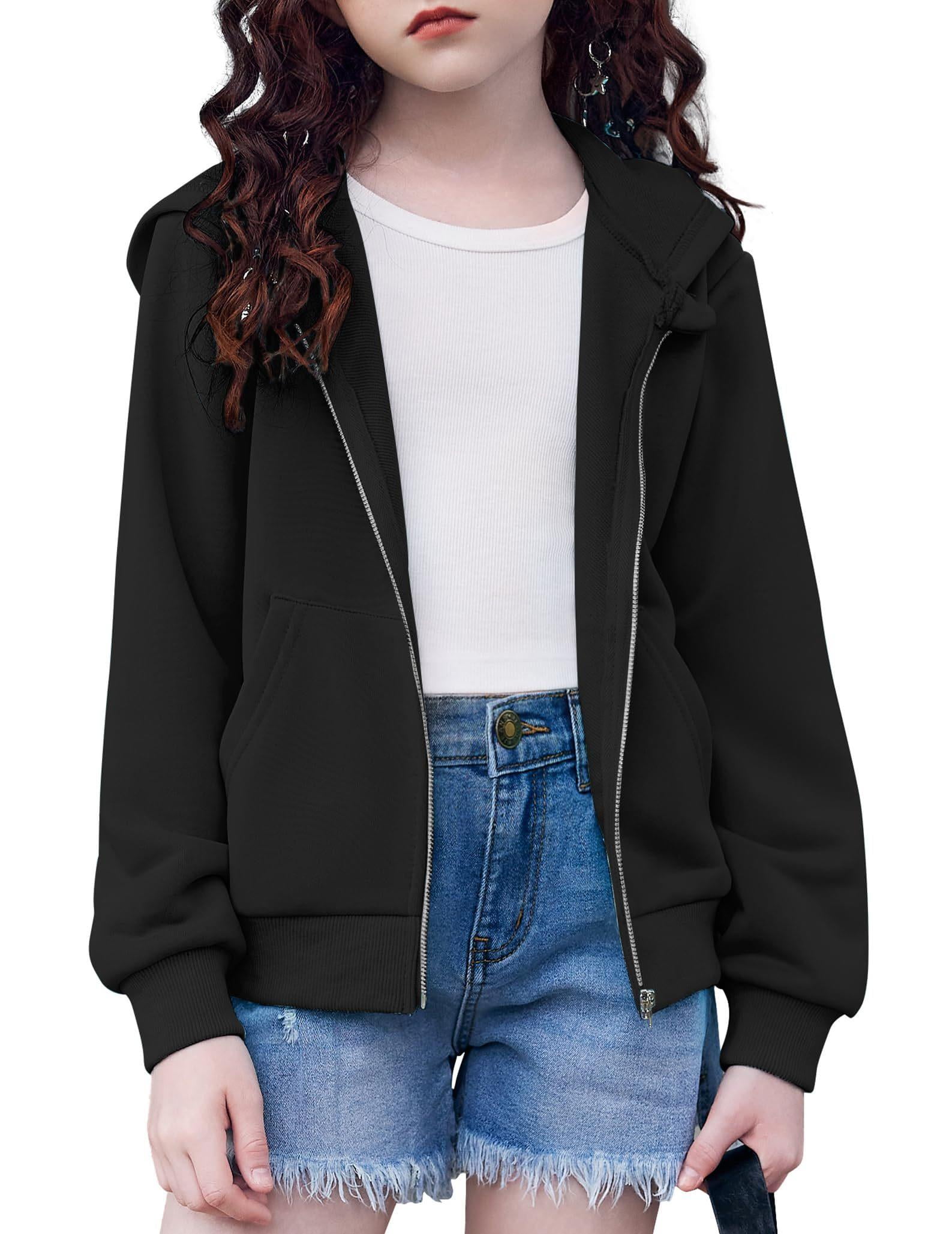 Arshiner Teen Girls Zip Up Hoodie Fashion Cute Sweatshirts for Kids ...
