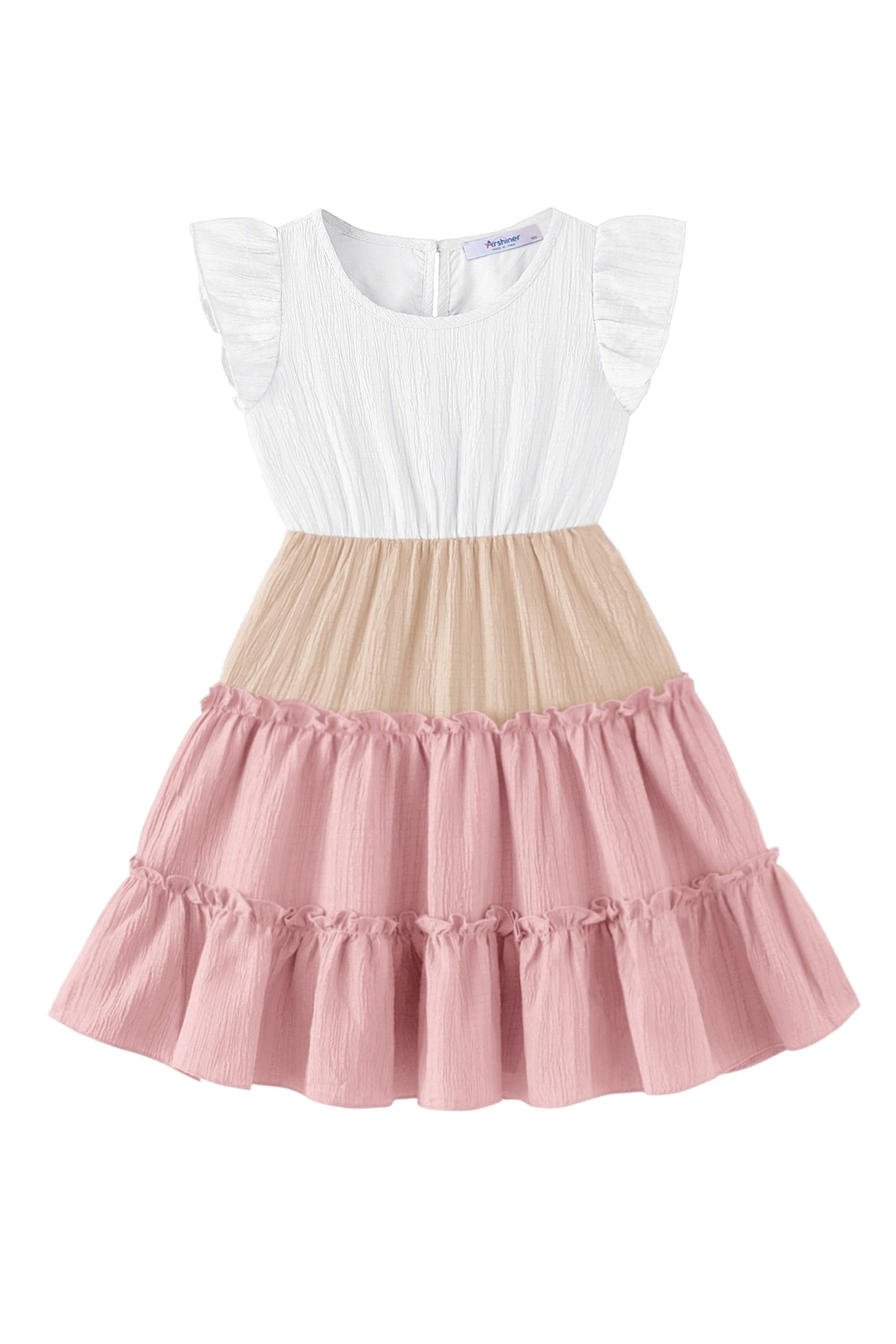 Arshiner Toddler Girls Dress Ruffle Sleeveless Tiered Swing Twirly ...