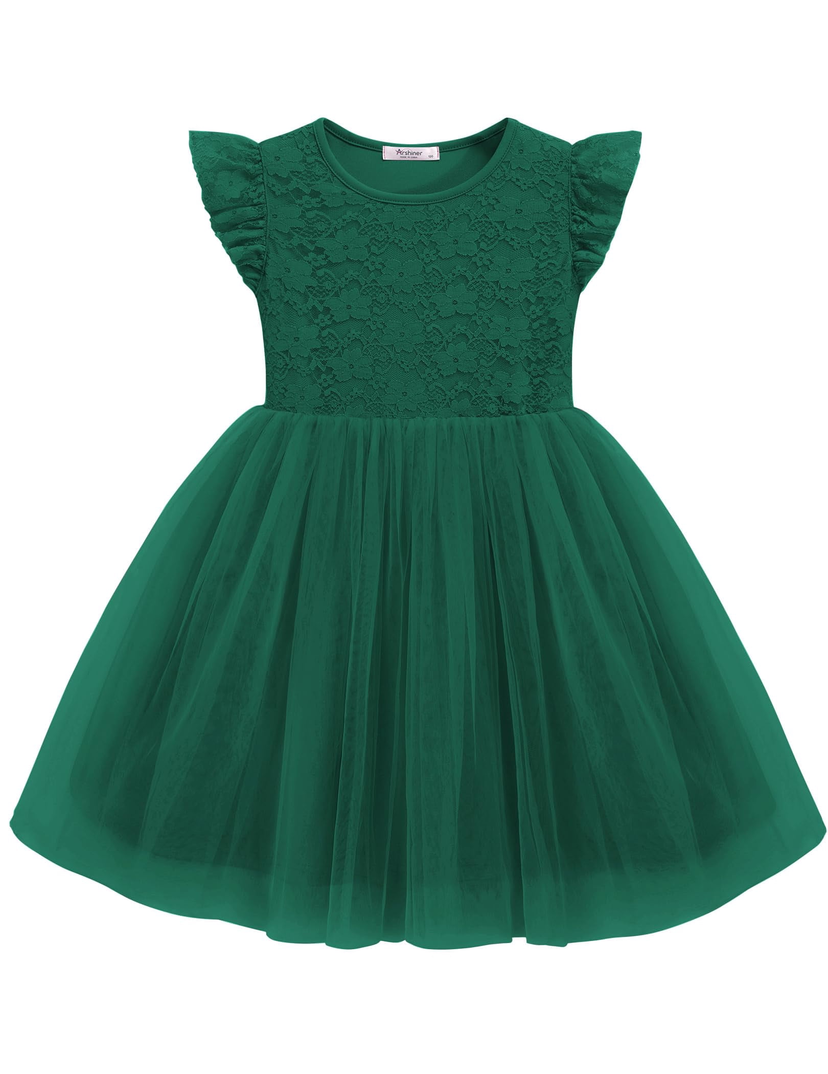 Arshiner Toddler Lace Tutu Dresses Ruffle Sleeve 3 Layers Tulle Flower ...