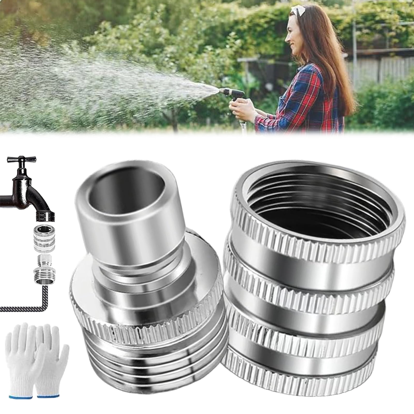 Arshipscho Stainless Steel Garden Hose Quick Connect Fittings Set, 3/4 ...