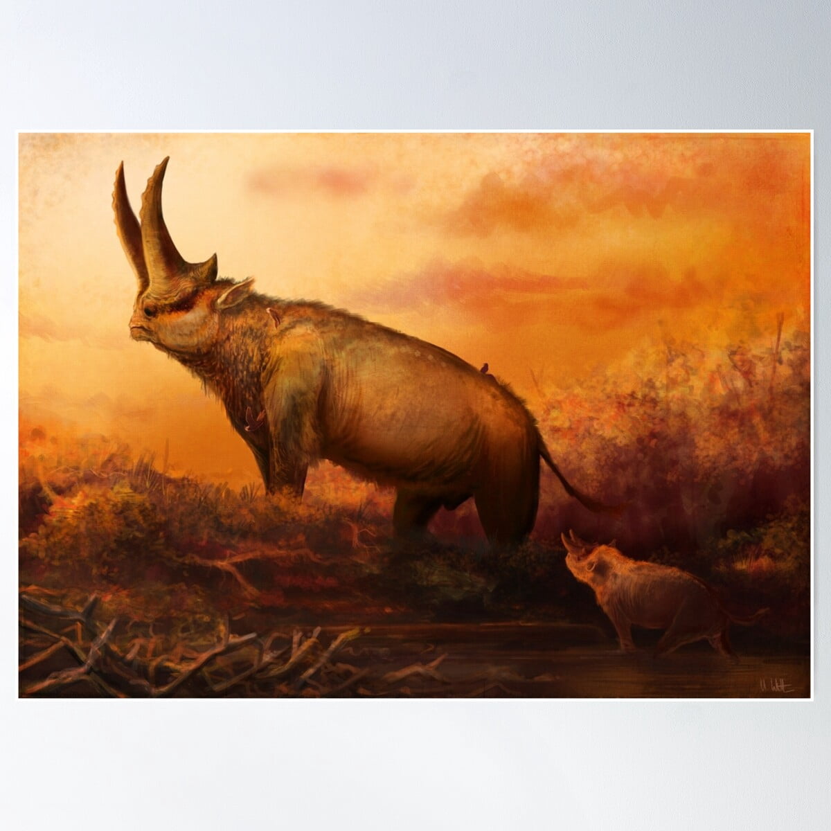Arsinoitherium Zitteli Trotting Around Eocene Egypt Poster Wall Art ...