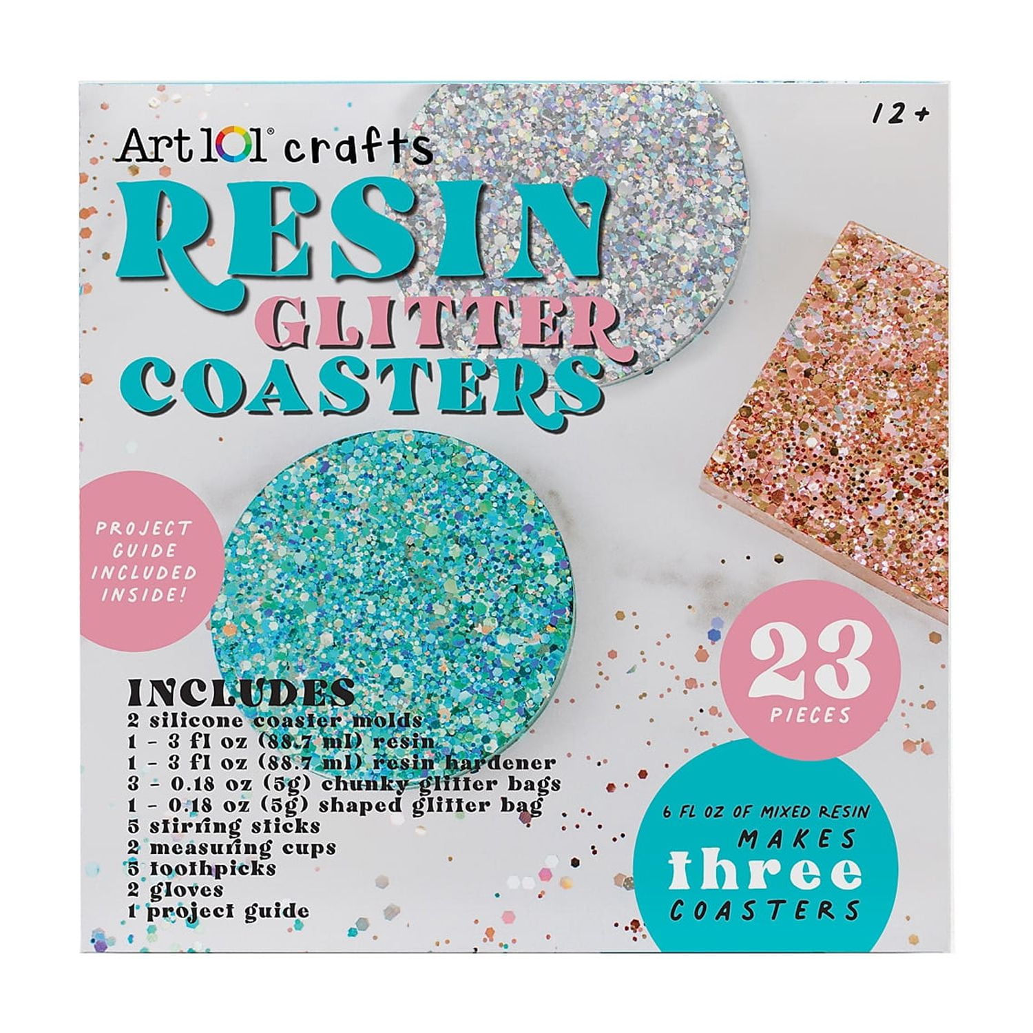 Art 101 Craft Resin Glitter Coaster Multifunctional Art Kit with 23 ...