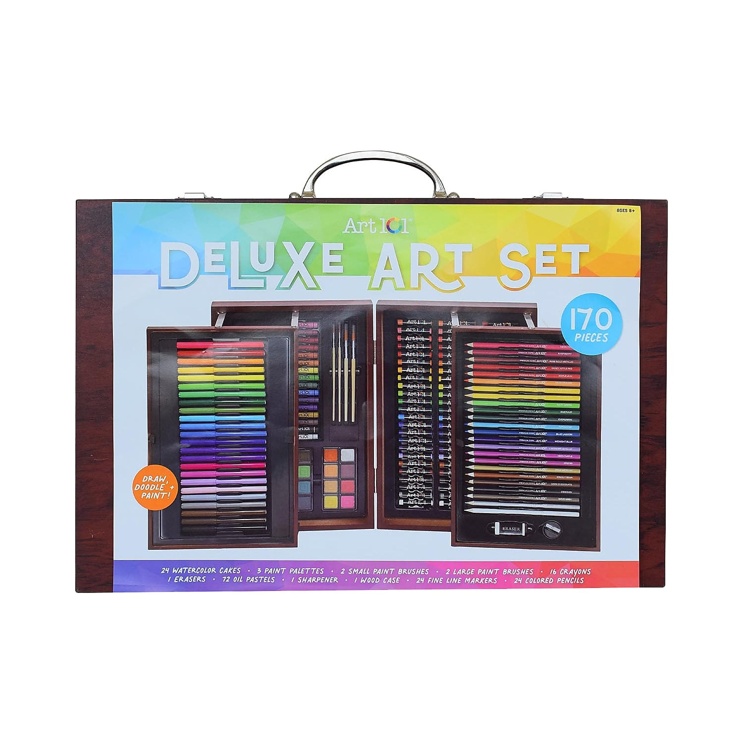 Art 101 Multifunctional Art Set with 170 pieces in an Expandable Wood ...
