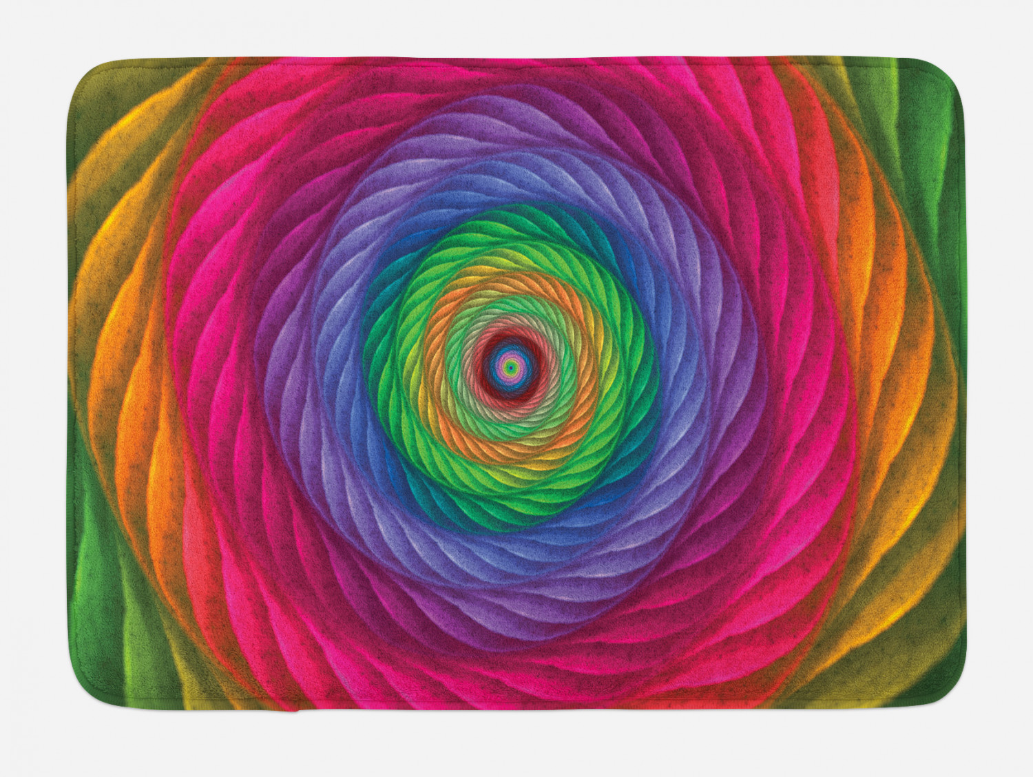 Art Abstract Bath Mat, Modern Rope Look Spiral Vortex in Rainbow Colors ...
