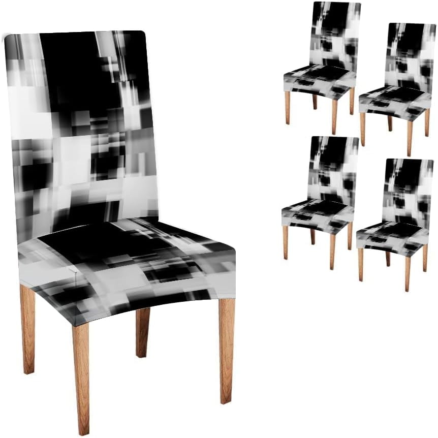 Art Abstract Monochrome Blackand White Dining Chair Covers Set of 4 ...