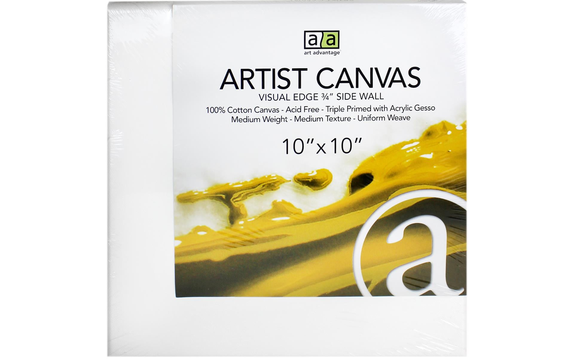 Art Advantage Artist Canvas Visual Edge 10x10, Stretched Canvas for Painting, Blank Canvas for ...