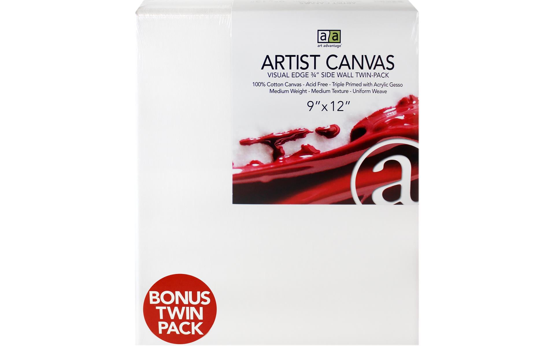 Art Advantage Artist Canvas Visual Edge 9x12, 2pc, Stretched Canvas for ...