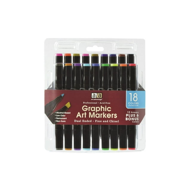 Art Advantage Graphic Art Markers DualEnd 18 Color - Walmart.com
