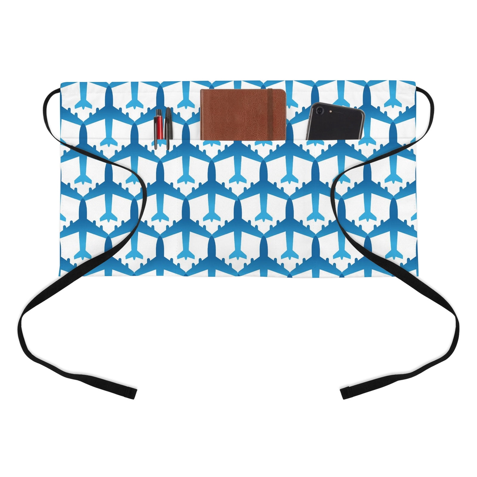 Art Aircraft Kitchen Restaurant Half Waist Apron, Blue Gradient Cartoon ...