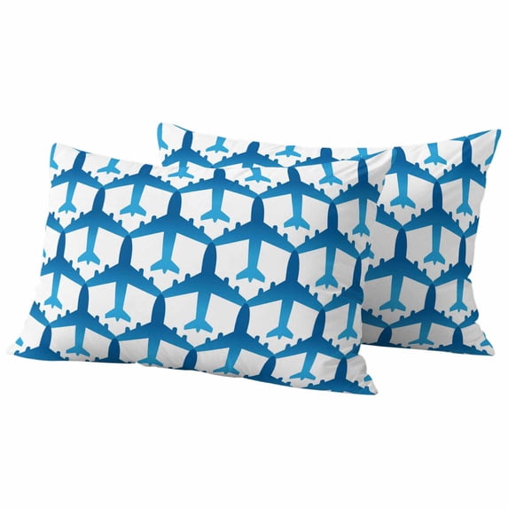 Art Aircraft Outdoor Pillow Covers Set of 2 Blue Gradient Cartoon ...