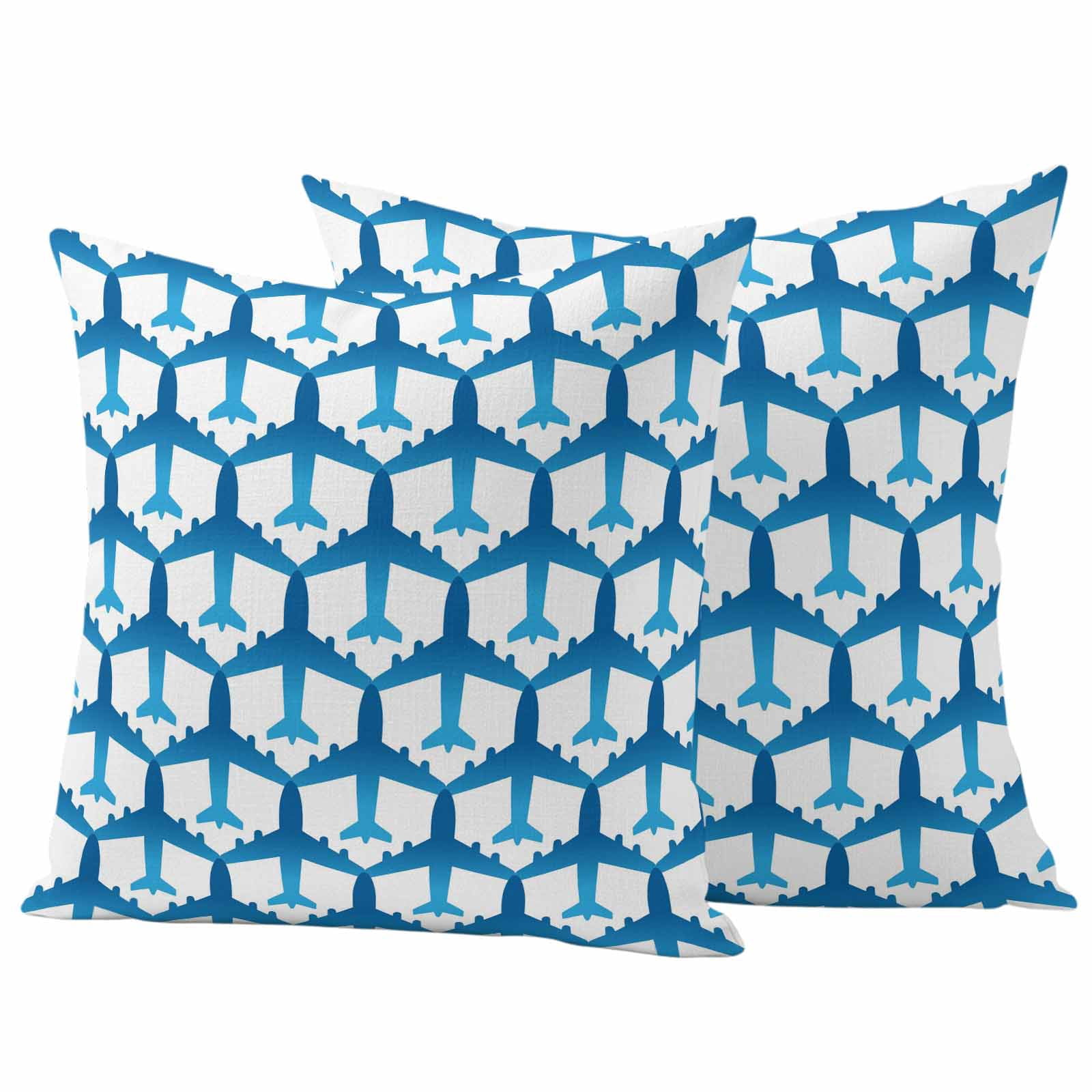 Art Aircraft Outdoor Pillow Covers Set of 2 Blue Gradient Cartoon ...
