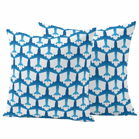 Art Aircraft Outdoor Pillow Covers Set of 2 Blue Gradient Cartoon ...