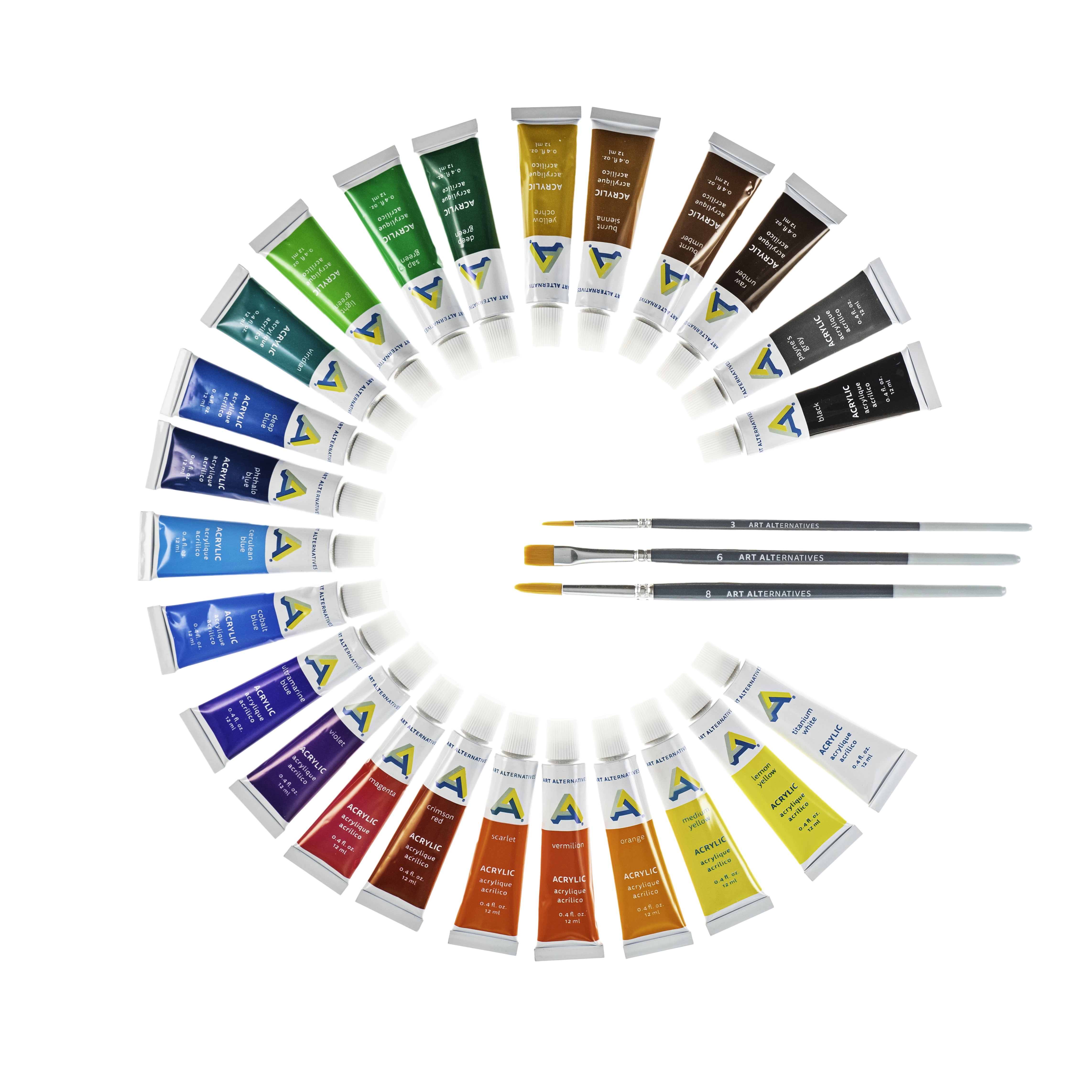 Art Alternatives Economy Acrylic Paint Set, 12ml Tubes, 24-Color Set ...