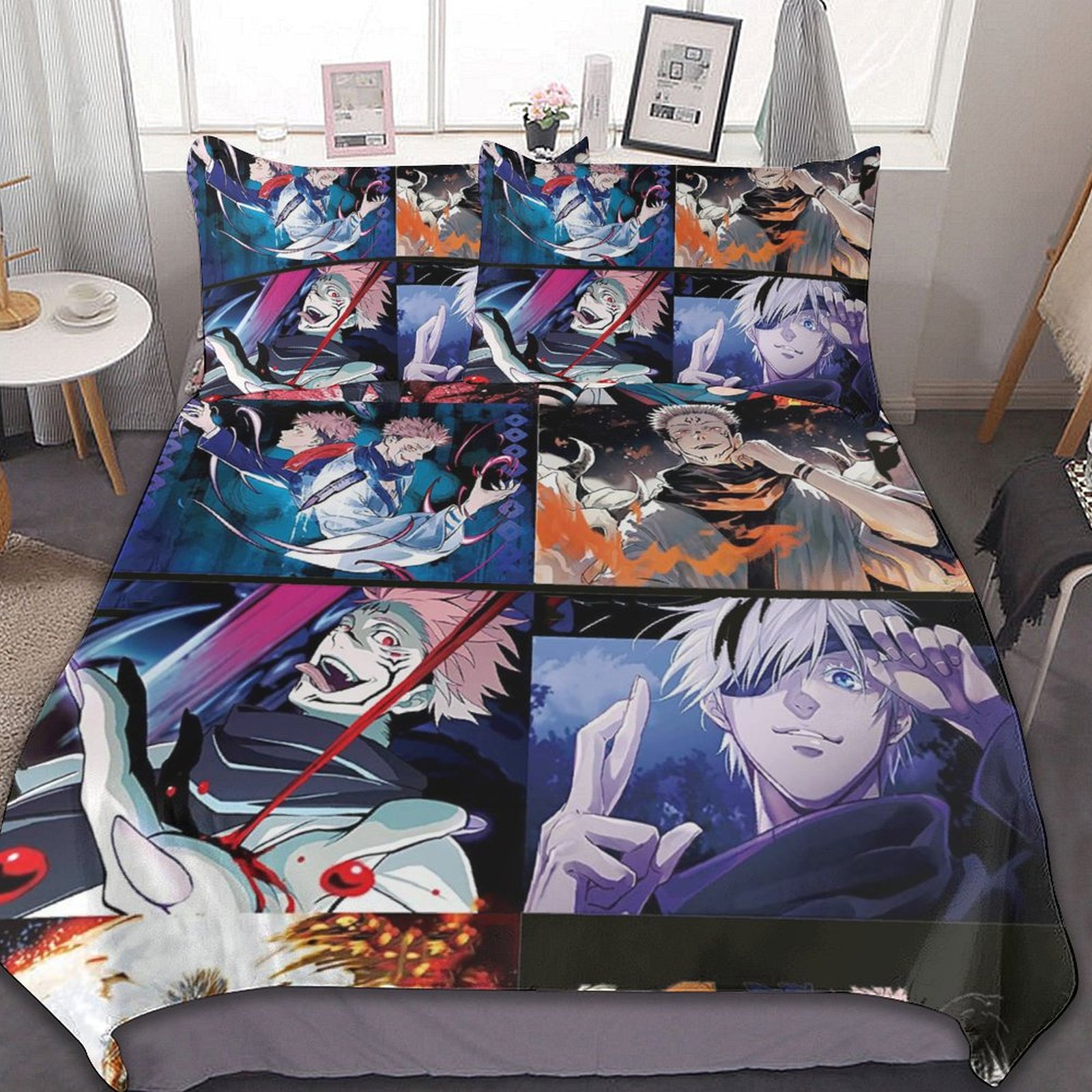Art Anime Jujutsu Kaisen 3 Piece Bedding Sets Decor Comforter Sets With ...