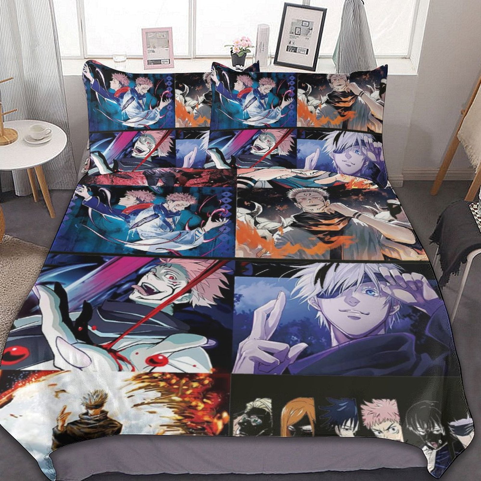 Art Anime Jujutsu Kaisen 3 Piece Bedding Sets Decor Comforter Sets With ...