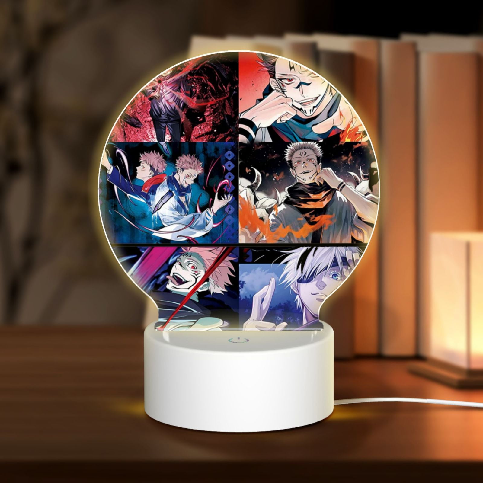Art Anime Jujutsu Kaisen Round Acrylic Night Light Decoration USB Cable ...