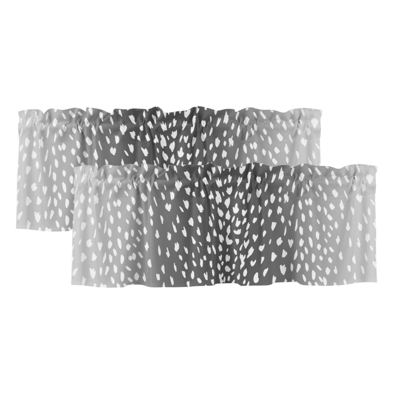 Art Ash Gray 2 Panels Kitchen Valance, Vintage White Polka Dots Gray ...