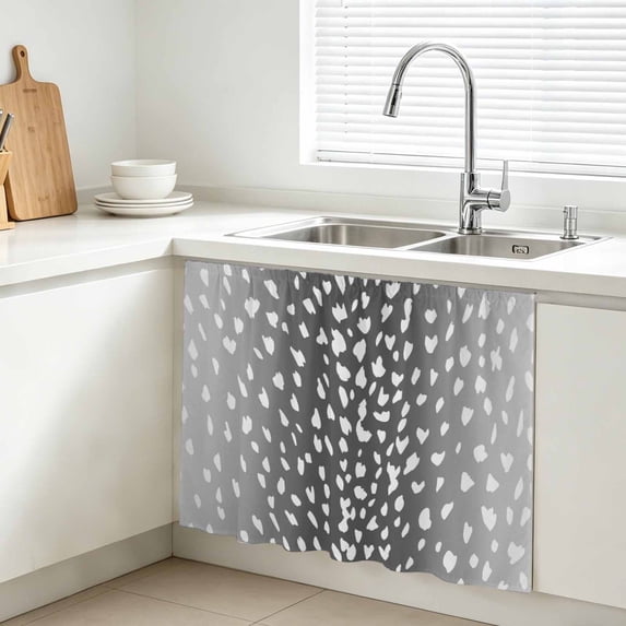 Art Ash Gray Cabinet Curtain, Vintage White Polka Dots Gray Ombre ...