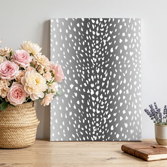 Art Ash Gray Canvas Wall Art for Living Room, Vintage White Polka Dots ...