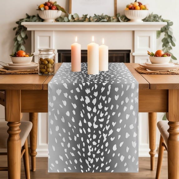 Art Ash Gray Table Runner, Vintage White Polka Dots Gray Ombre ...