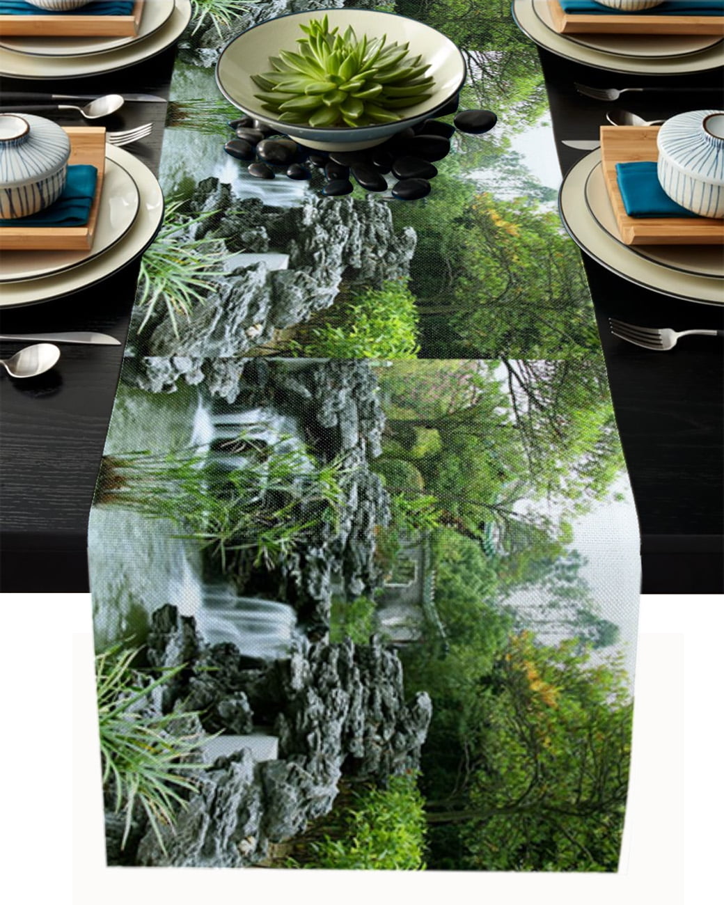Art Bamboo Branch Pavilion Table Runner Kitchen r Tablecloth Placemat ...