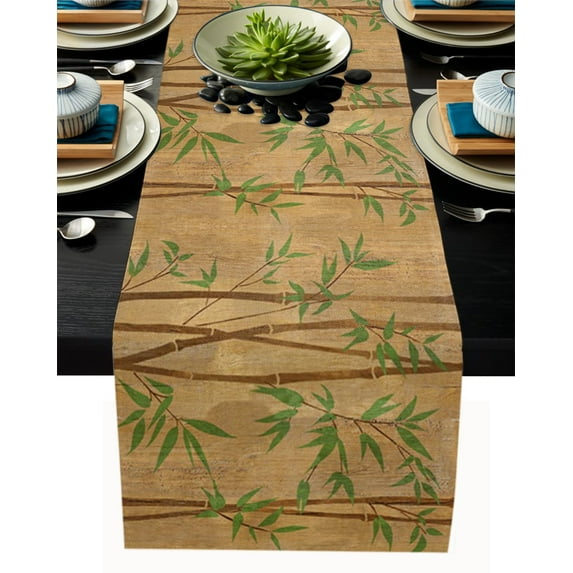 Art Bamboo Branch Pavilion Table Runner Kitchen r Tablecloth Placemat ...
