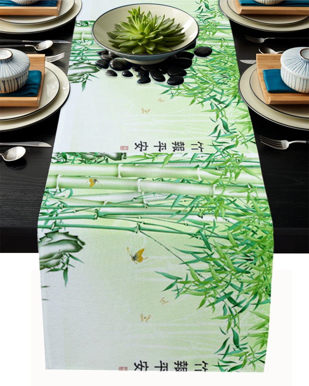 Art Bamboo Branch Pavilion Table Runner Kitchen r Tablecloth Placemat ...