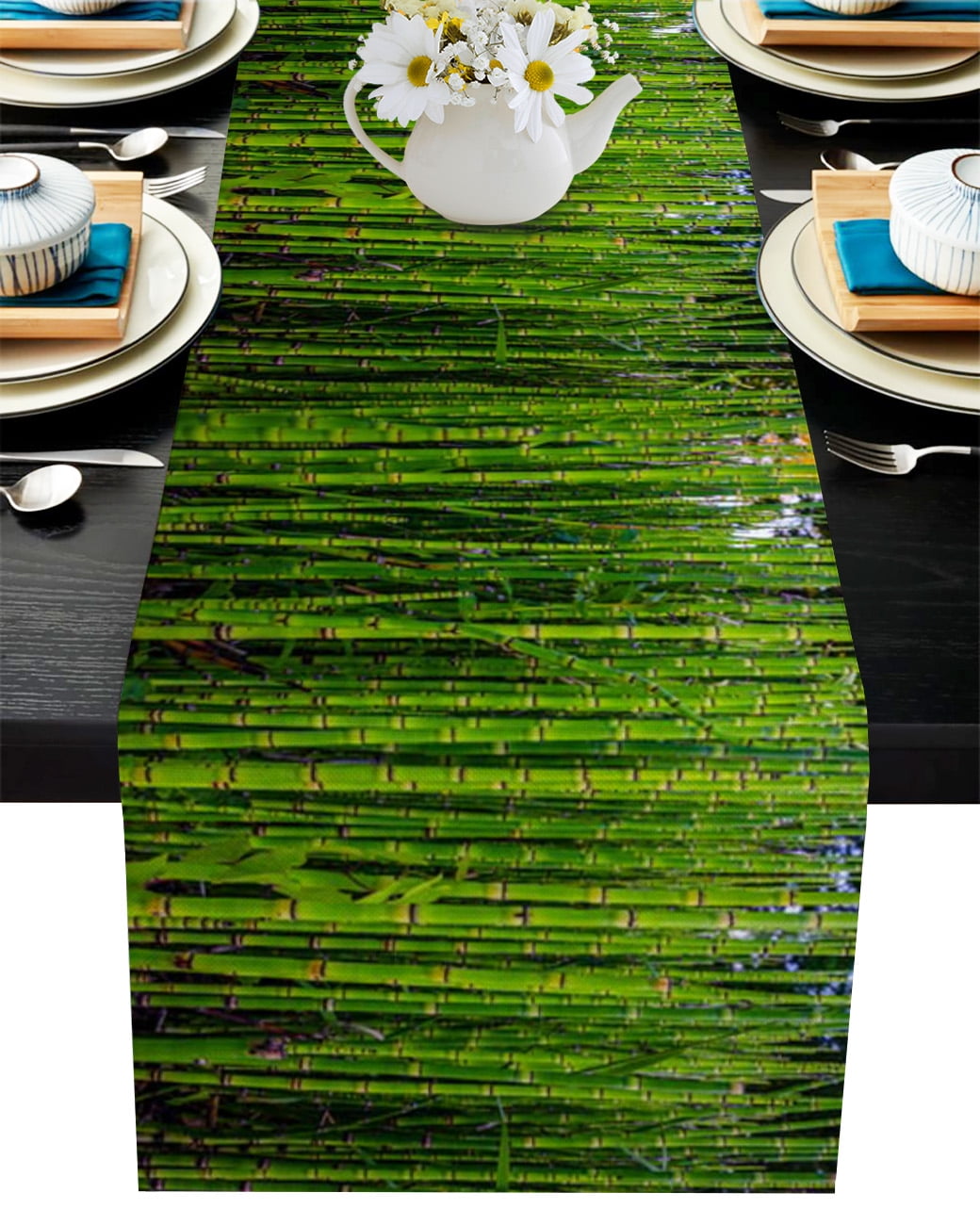 Art Bamboo Branch Pavilion Table Runner Kitchen r Tablecloth Placemat ...