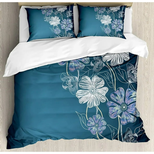 Art Bedding Set Comforter Duvet Cover Pillow Shams Hand Drawn Cherry ...