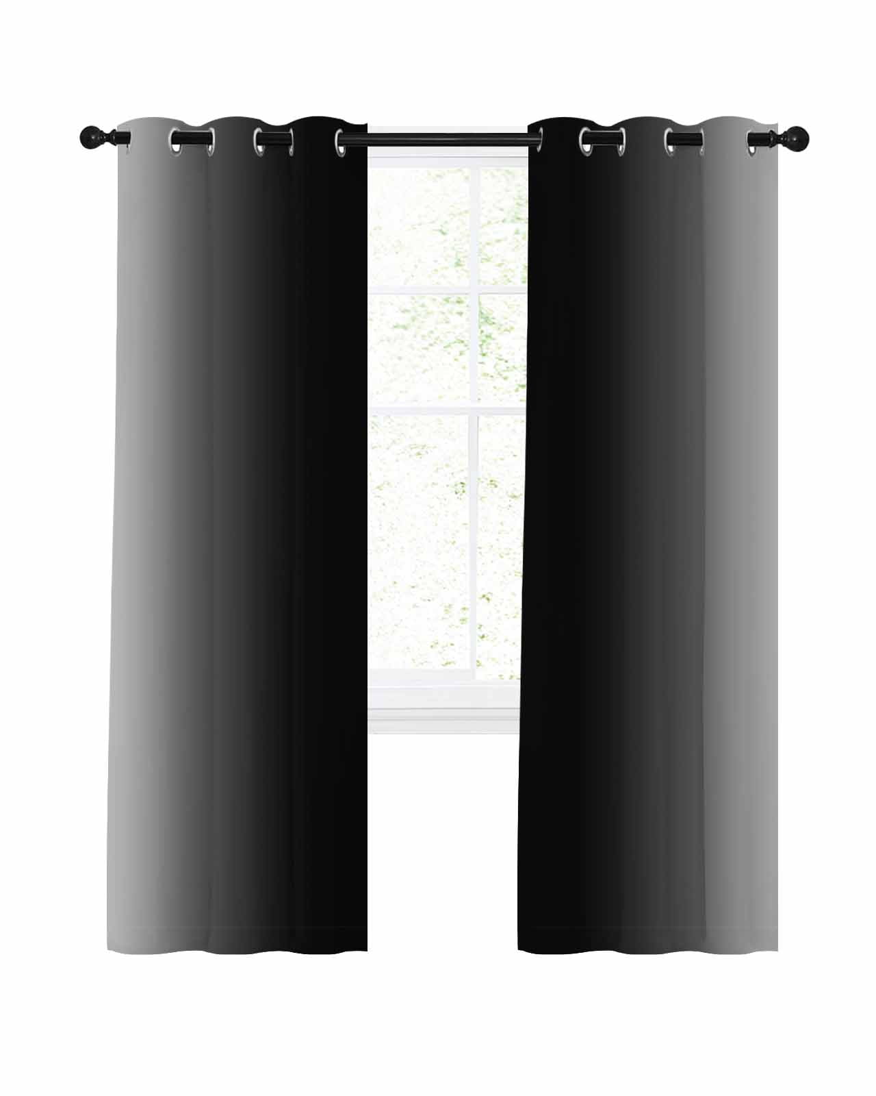 Art Black Blackout Curtains for Bedroom Living Room, Deep Black Gray ...