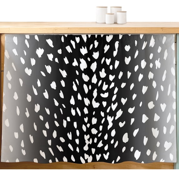 Art Black Cabinet Curtains 28"Wx35"L, Vintage White Polka Dots Black ...