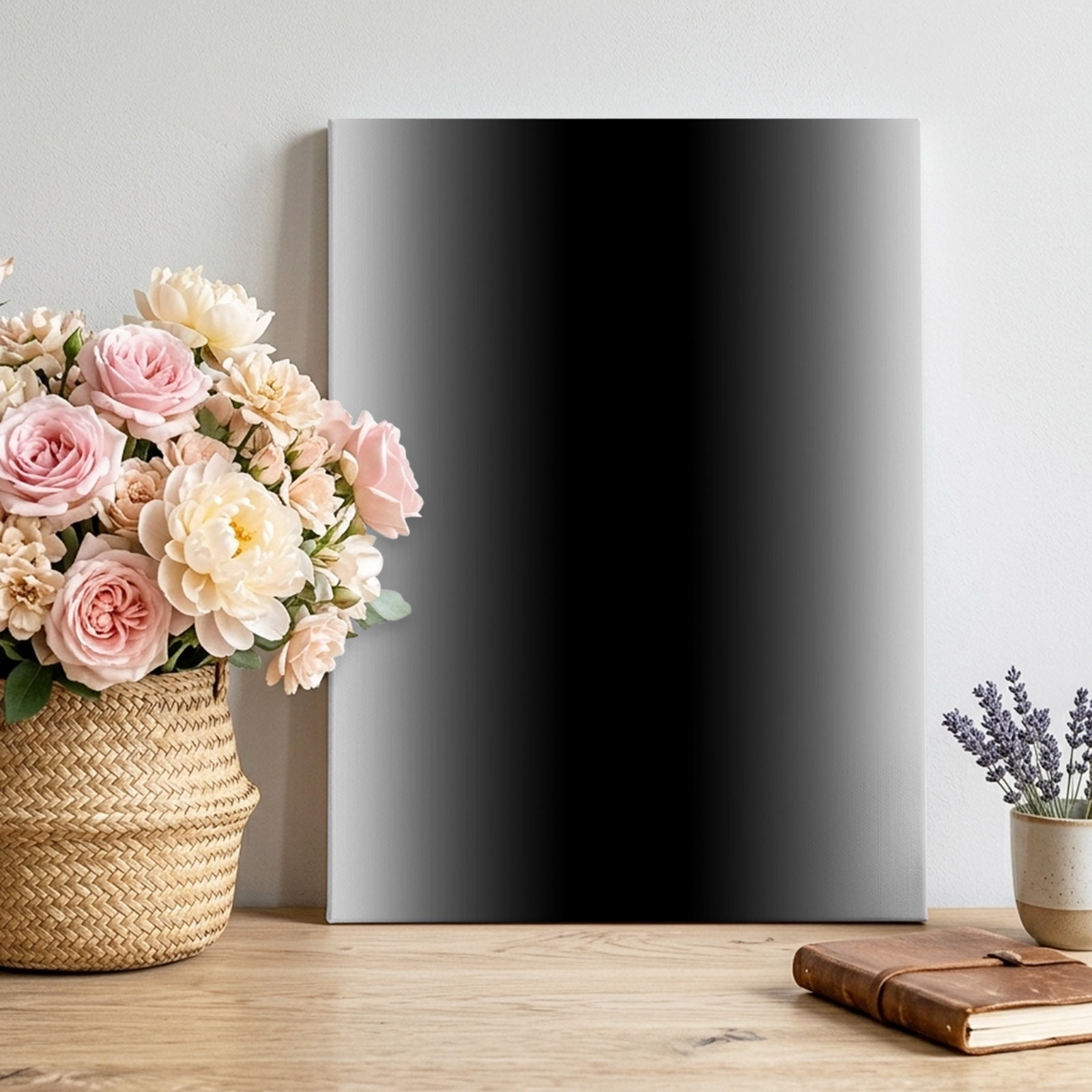 Art Black Canvas Wall Art for Living Room, Deep Black Gray Ombre ...