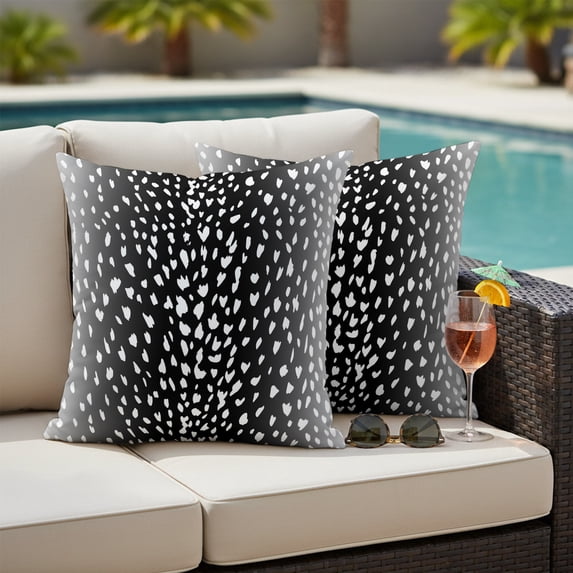 Art Black Outdoor Waterproof Pillow Covers 26x26 Vintage White Polka ...