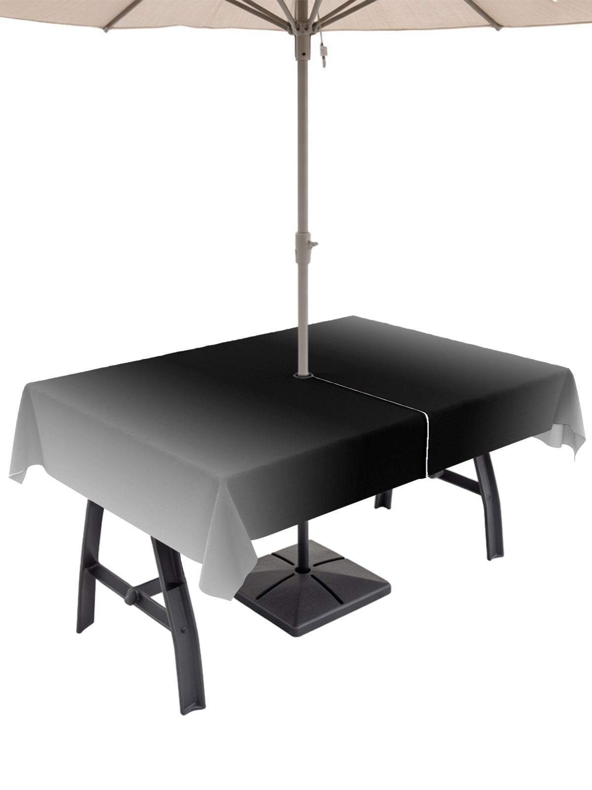 Art Black Rectangle Outdoor Tablecloth with Umbrella Hole Deep Black ...
