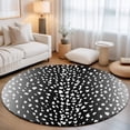 Art Black Round Living Room Rugs 6 ft, Vintage White Polka Dots Black ...