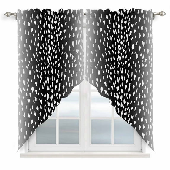 Art Black Swag Curtain Valance for Window 2 Panels Vintage White Polka ...