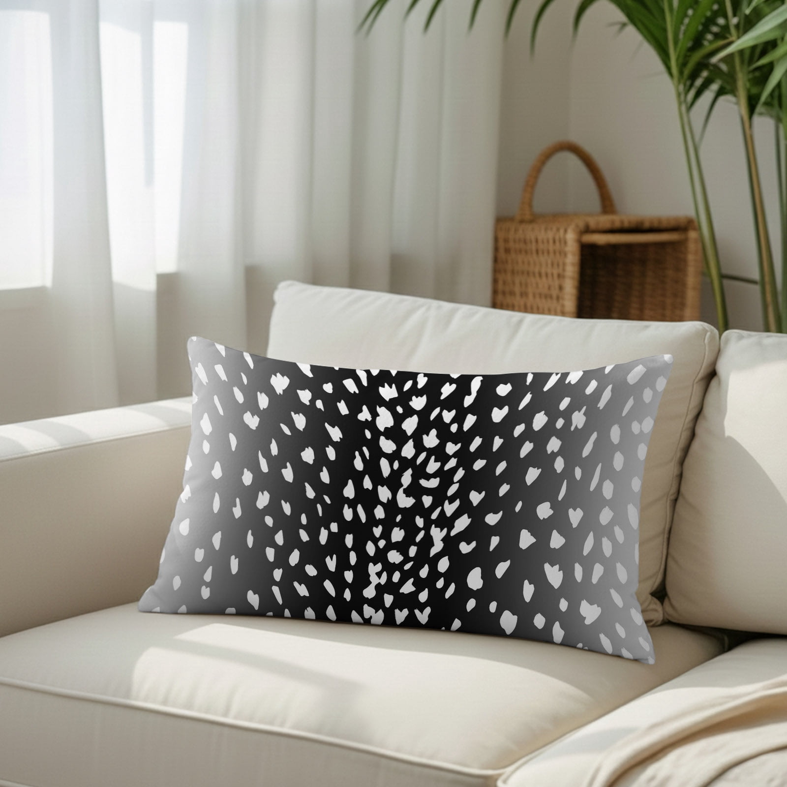 Art Black Throw Pillow Covers, Vintage White Polka Dots Black Gray ...