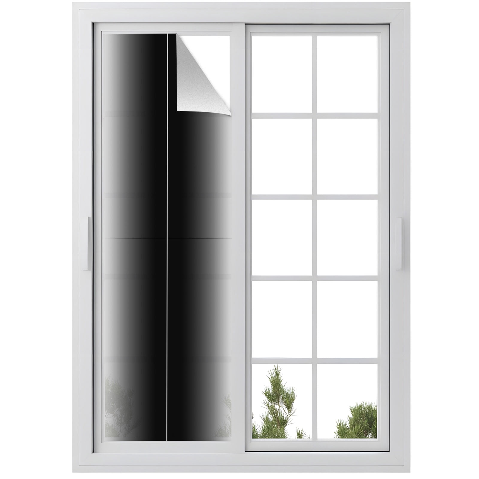 Art Black Window Privacy Film, Deep Black Gray Ombre Vintage Farmhouse ...