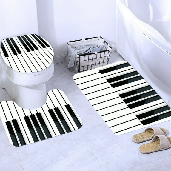 Art Black and White Music style Shower Curtain Set Bathroom Curtains ...